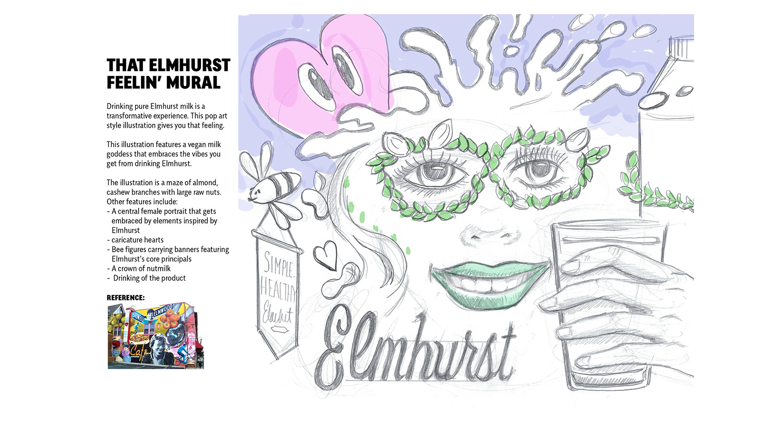 Mural Sketch Design for Almond Milk Brand - Alex Morse